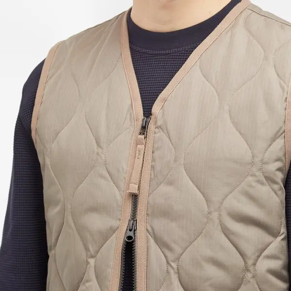 Taion Military Zip V-Neck Down Vest In Light Mocha - 30% Off